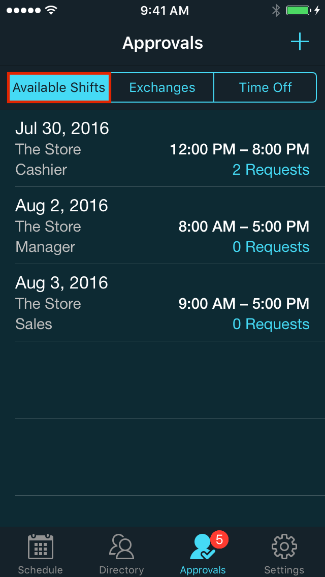 Approving Available Shift Requests