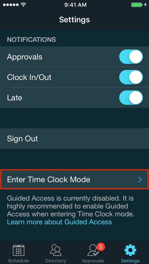 How to Enter Time Clock Mode
