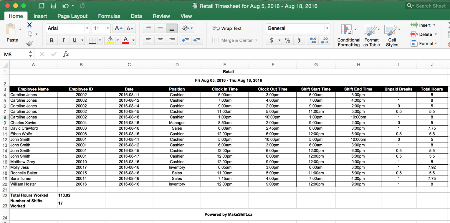 Print Timesheet by Department