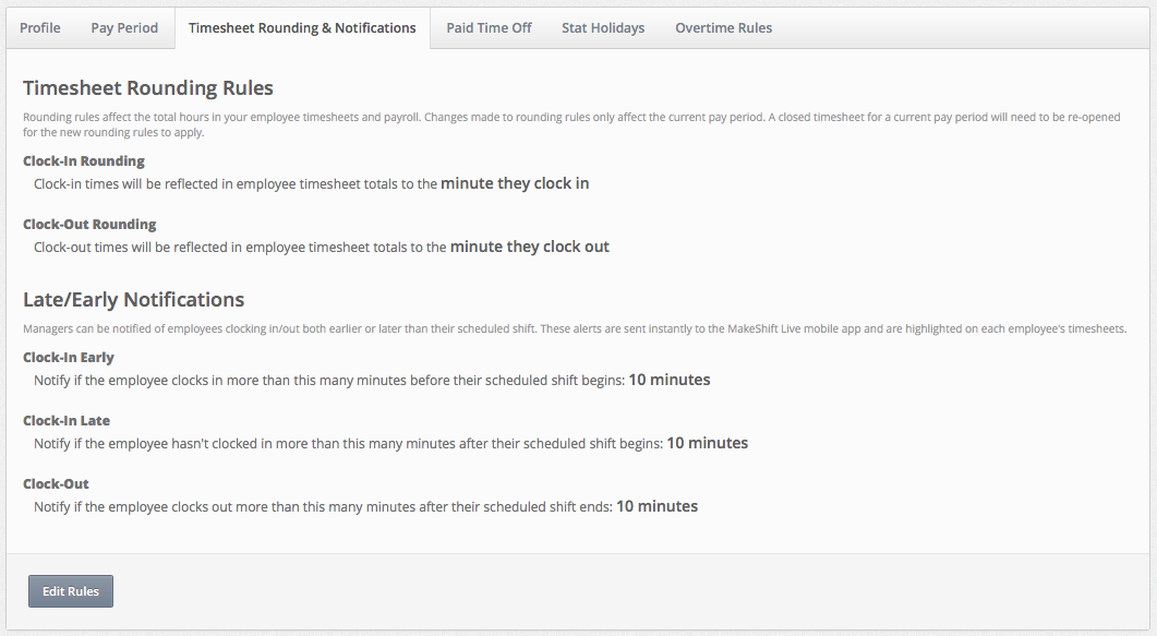 Timesheet Rounding and Notifications