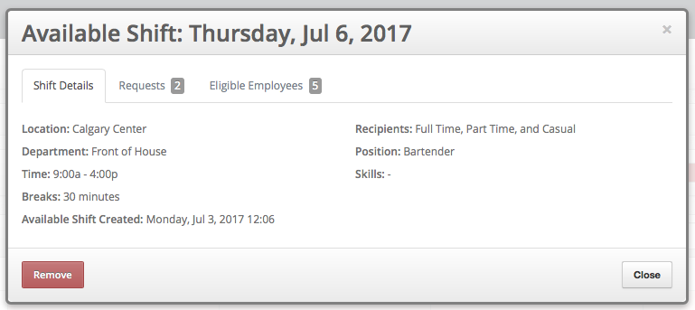 Managing Available Shifts