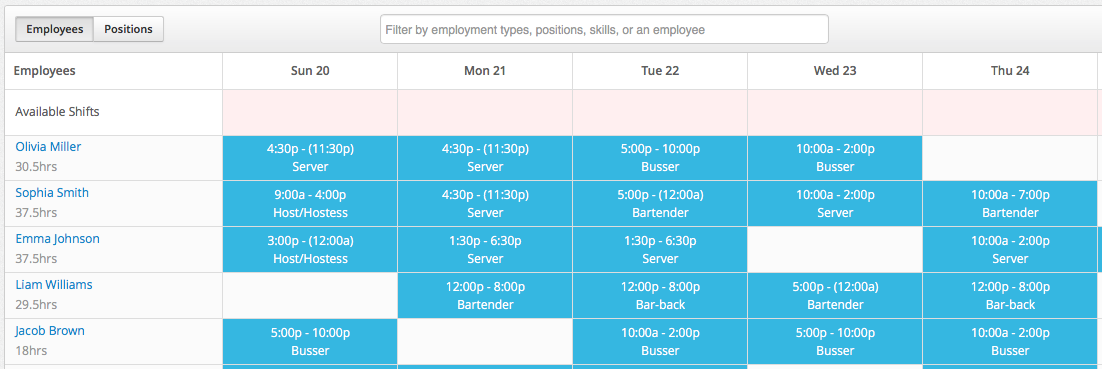 Reorder Employees on the Schedule