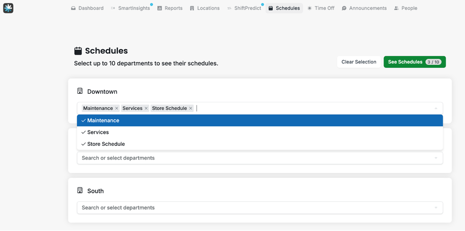 How to Select and View Multiple Departments